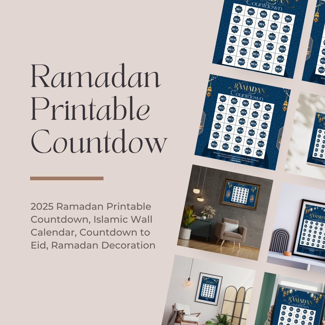 2025 Ramadan Printable Countdown, Islamic Wall Calendar, Countdown to ...