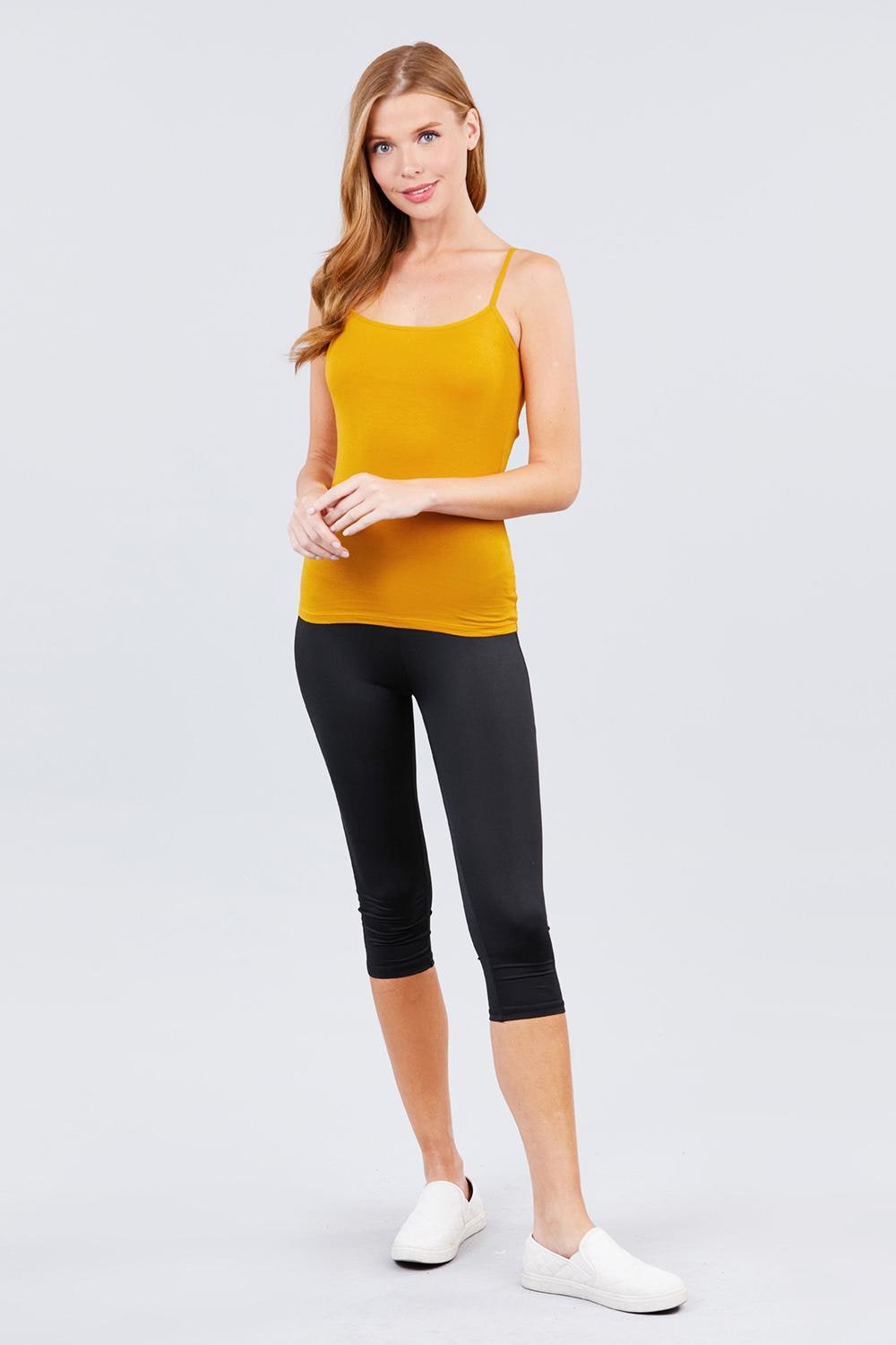 Women's Cotton Short Cami With Built in Shelf Bra Adjustable Spaghetti ...