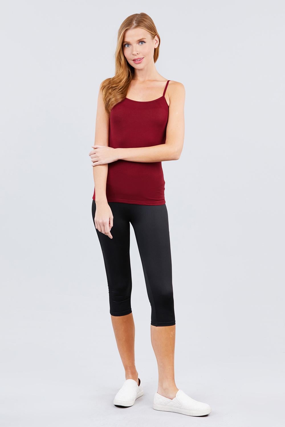 Women's Cotton Short Cami With Built in Shelf Bra Adjustable Spaghetti ...