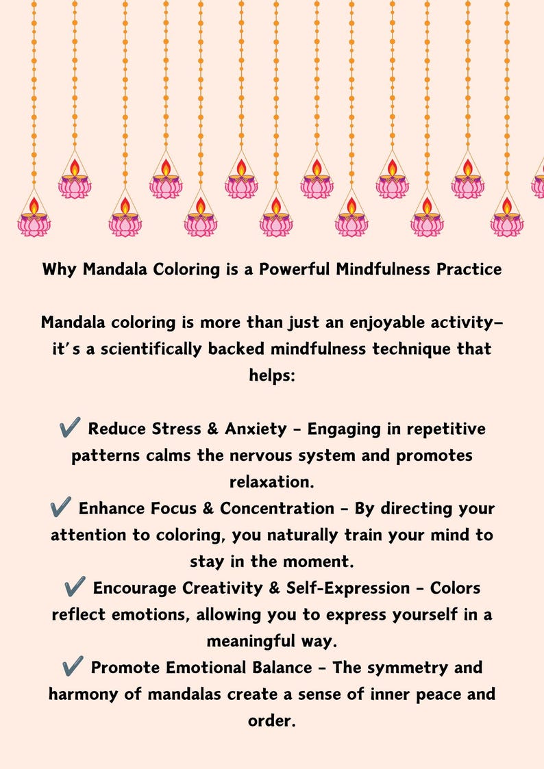 10 Mindful Mandala Coloring Pages Stress Relief Relaxation Printable ...