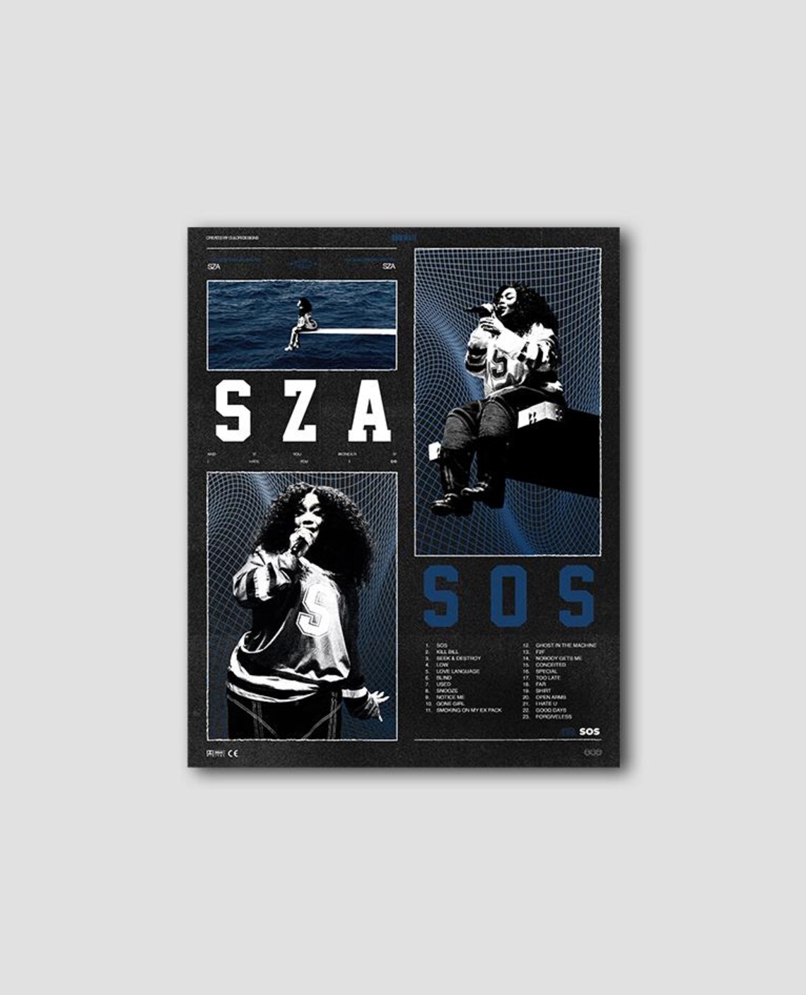 SOS Album Poster, SZA Wall Art, SZA Print, Digital Prints, Downloadable ...