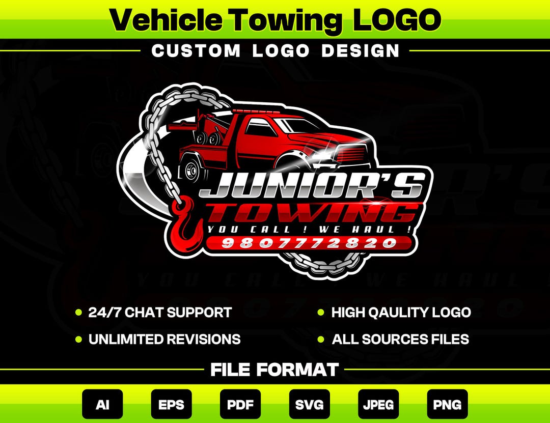 Professional Car Towing Logo Design, Tow Truck Logo & Branding, Vehicle ...