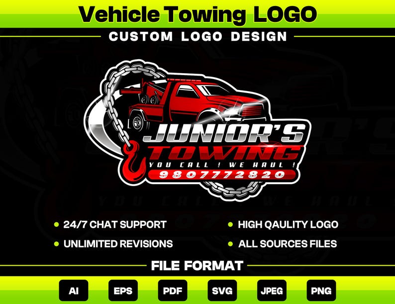 Professional Car Towing Logo Design, Tow Truck Logo & Branding, Vehicle ...