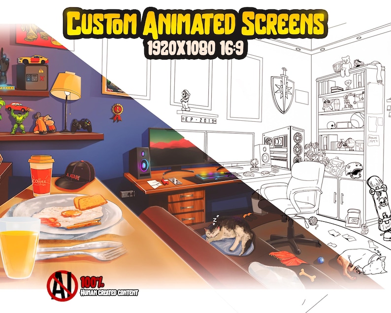 Cozy Animated Gaming Room Digital Art and Animation Screens | Starting ...