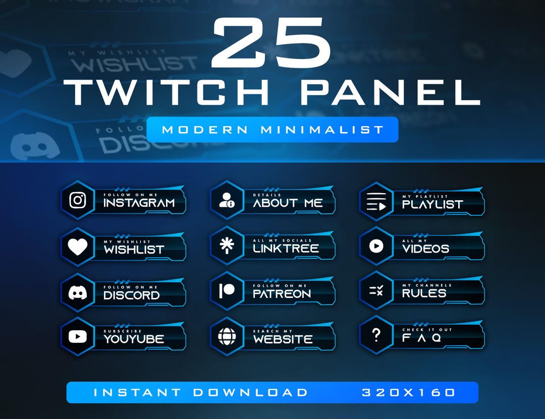 25 Twitch Panels | Minimalist Blue Twitch Panels | Blank Panel (PSD ...
