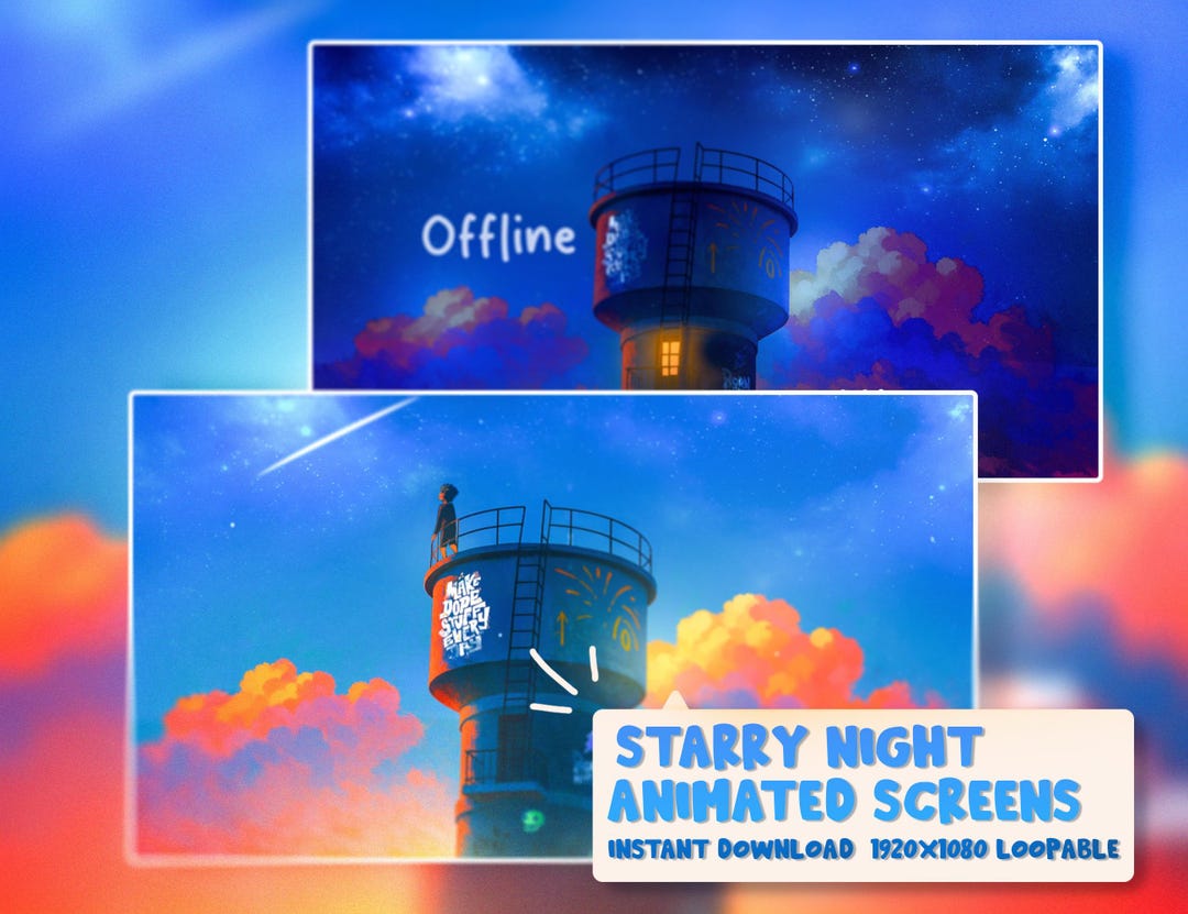Starry Night Animated Twitch Screens: Cosmic Stream Package (digital ...