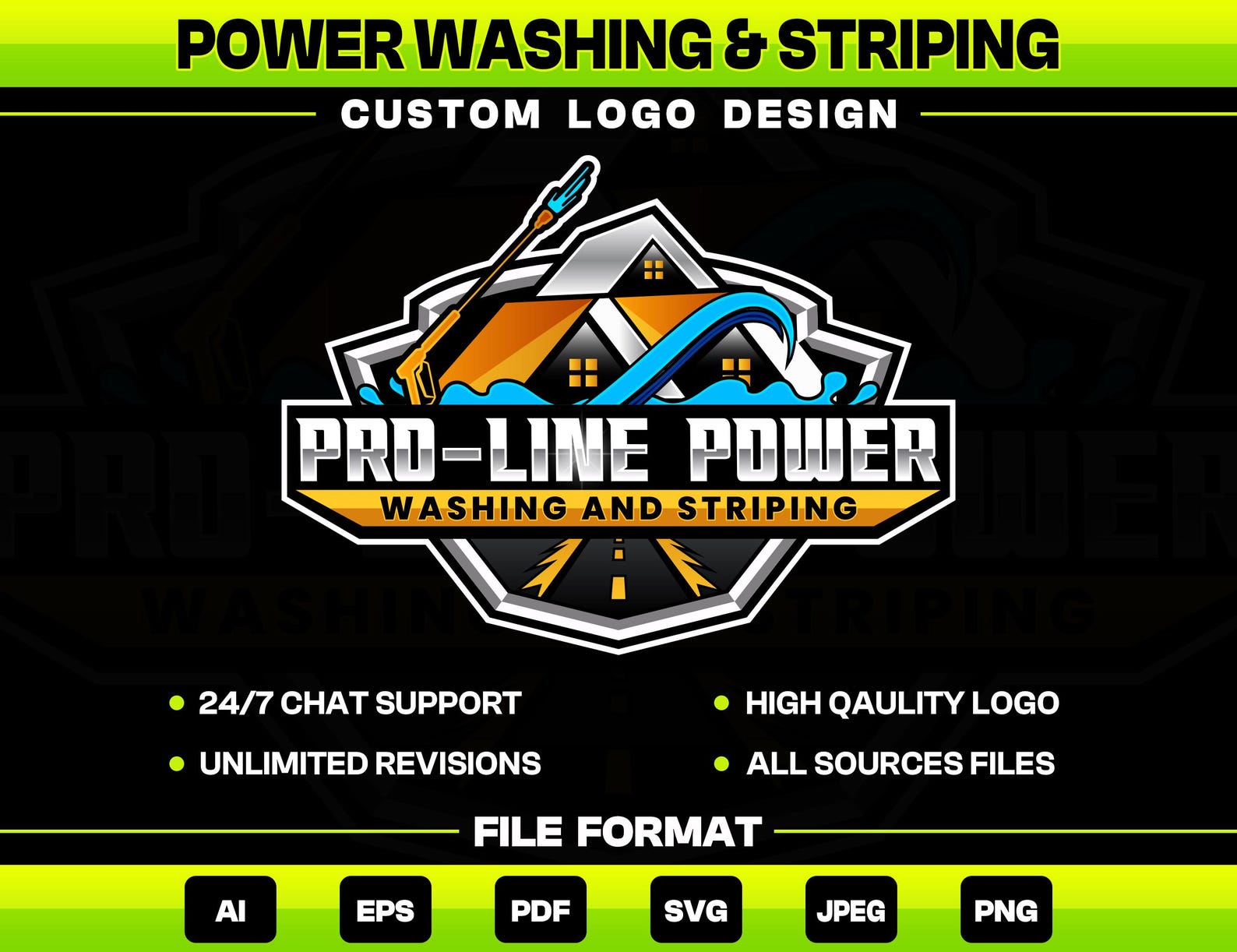Custom Pressure Washing Logo Design: Modern Cleaning Business Branding ...