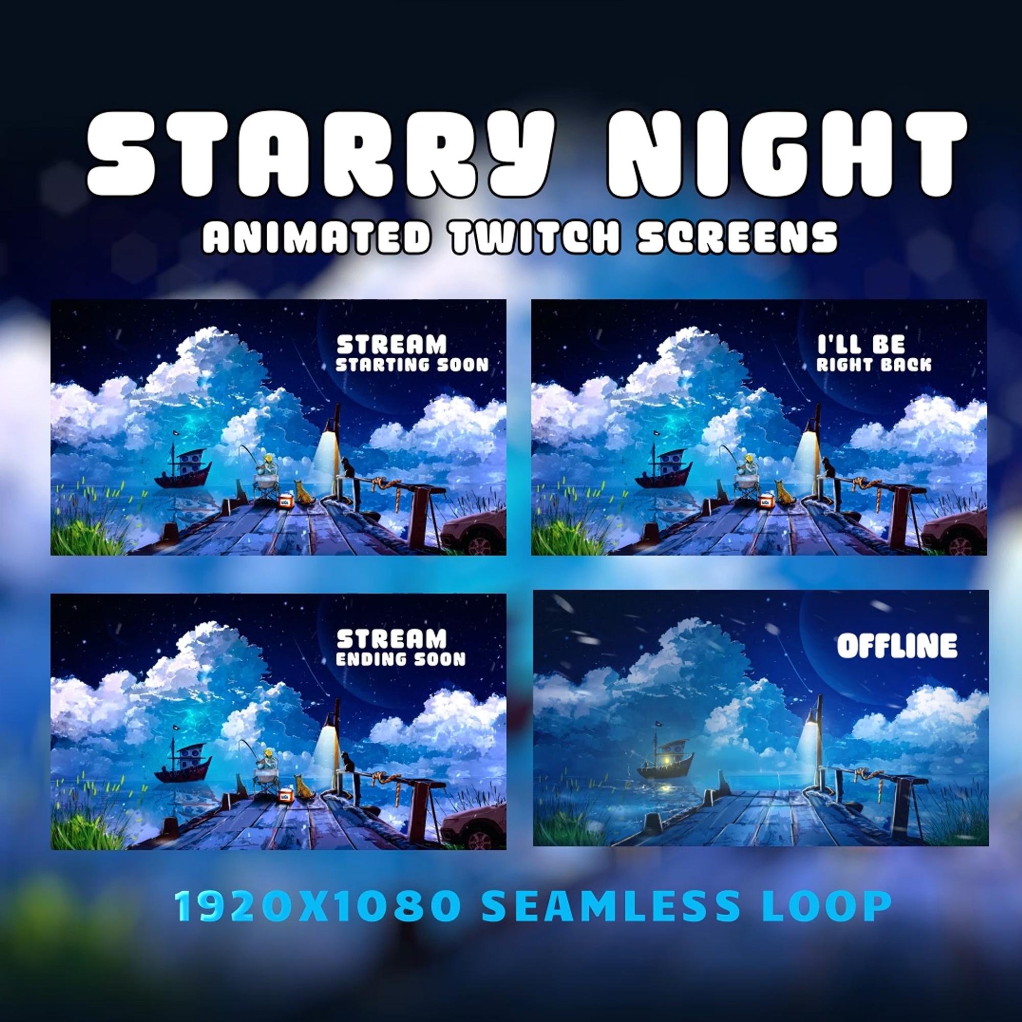 Starry Night Animated Twitch Screens | Cozy Star Screen | Stream ...