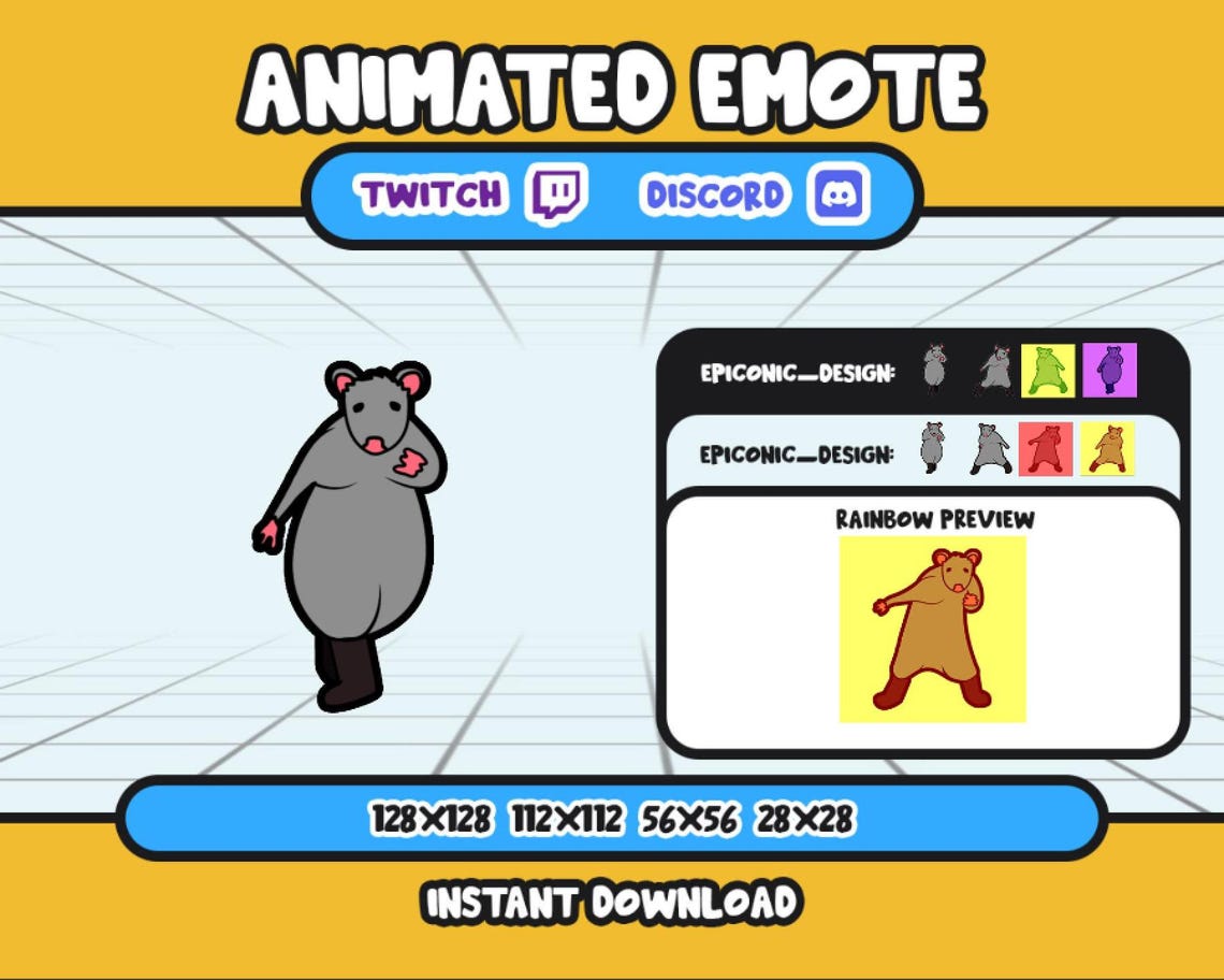 Rat Dance Animated Emote Rat Meme Gif Twitch Discord (digital Download ...