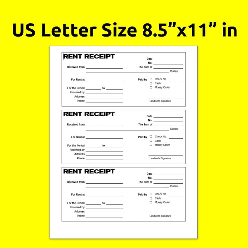 Rent Receipt. Rental Payment Receipt for Landlords, Tenants, Rentals. 3 ...