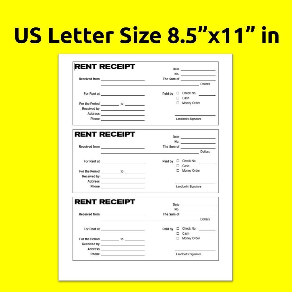 Rent Receipt. Rental Payment Receipt for Landlords, Tenants, Rentals. 3 ...