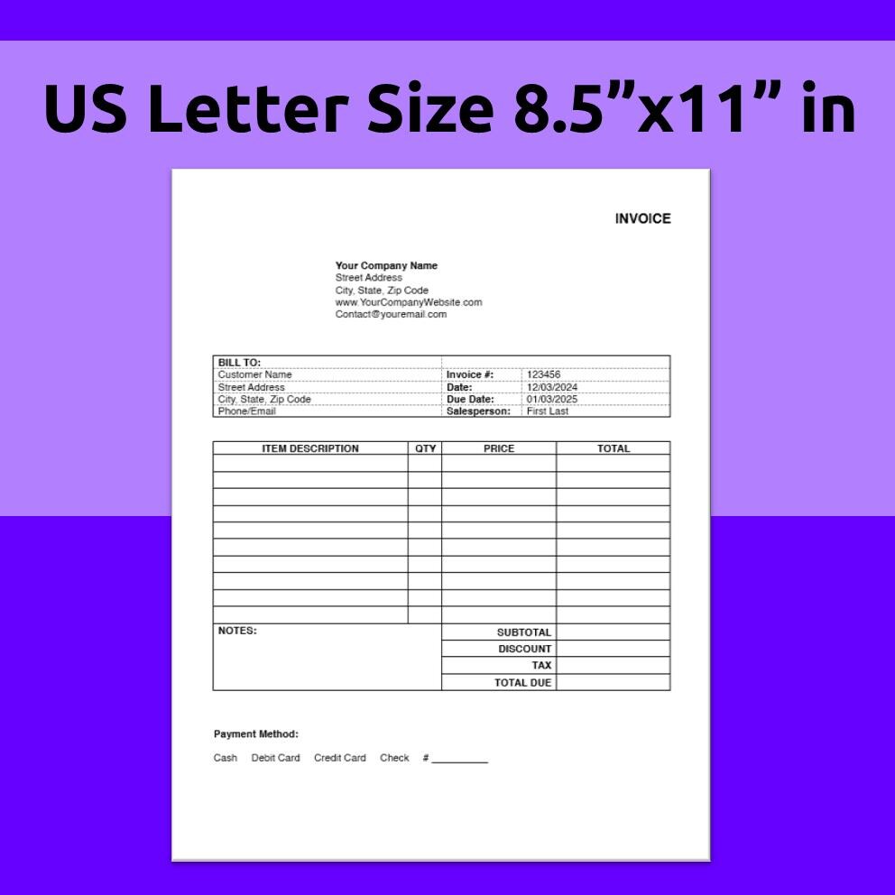 Invoice Template Word: Small Business Billing (digital Download) - Etsy