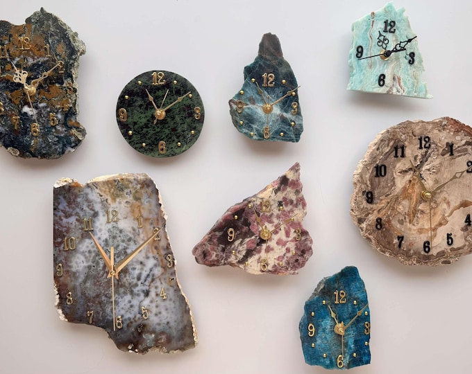 Stone Clock 10", Pebble Art Clock, Stone Mosaic Wall Clock, Beach Theme ...