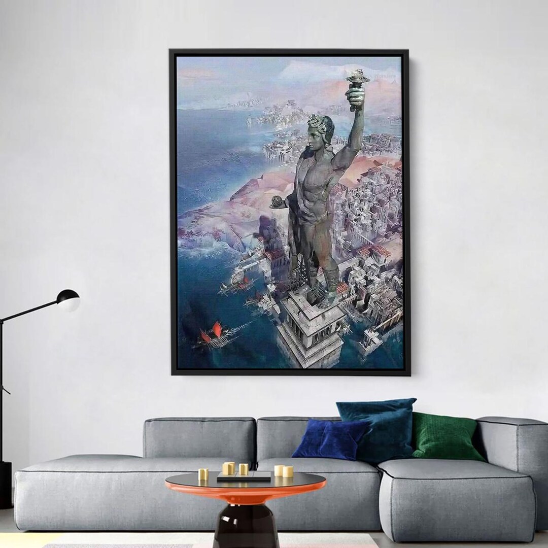 Colossus of Rhodes Mythical Canvas Wall Art, Epic Ancient Greek ...