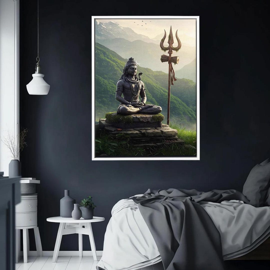 Lord Shiva Meditation Canvas Art, Spiritual Himalayan Landscape, Serene ...