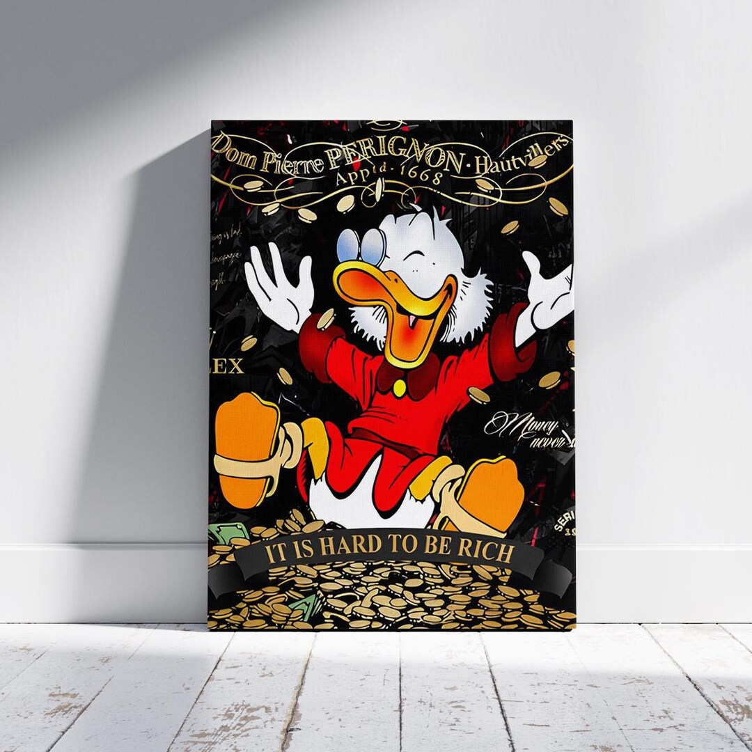Rich Duck Pop Art Canvas Wall Art, Money Themed Graffiti Style Poster ...