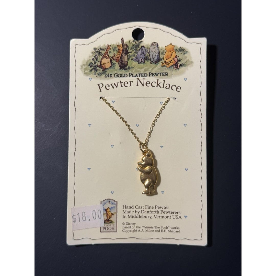 Danforth Pewterer Classic Pooh 24k Gold Plated Pewter Necklace - Etsy