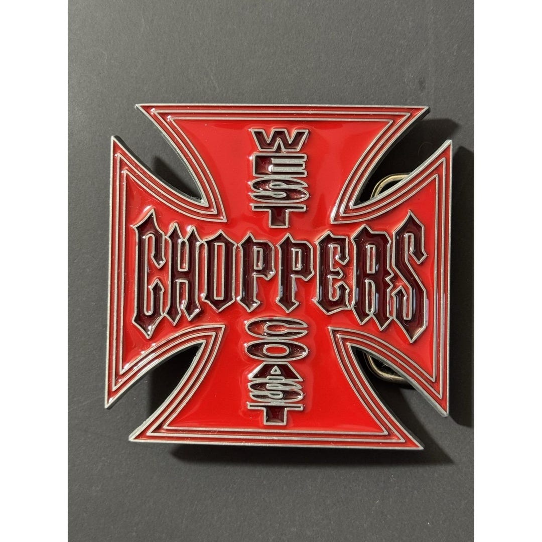Vintage West Coast Choppers Red Enameled Iron Cross Belt Buckle - Etsy