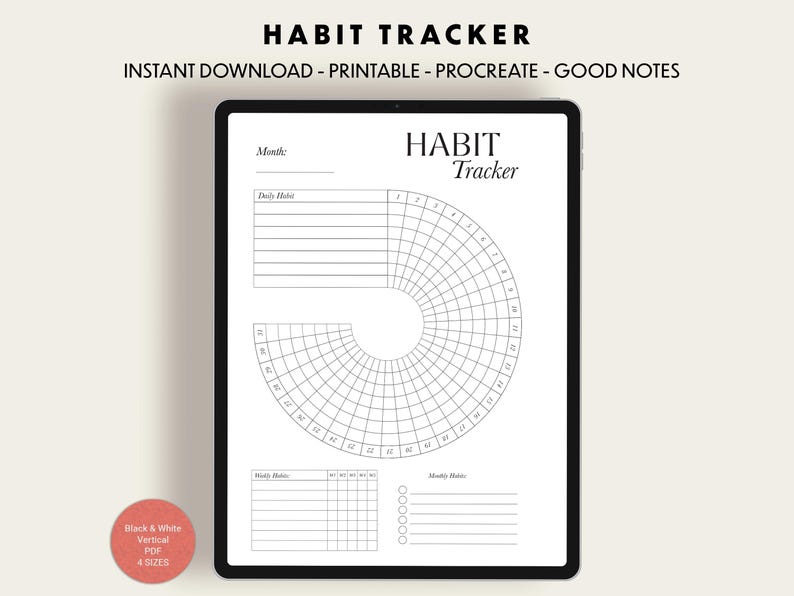 Digital Printable HABIT TRACKER: Goal/fitness/self-care/routine/health ...