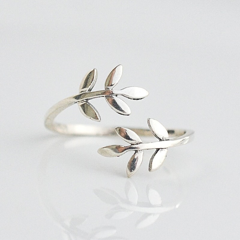 Sterling Silver Leaf Ring - Etsy