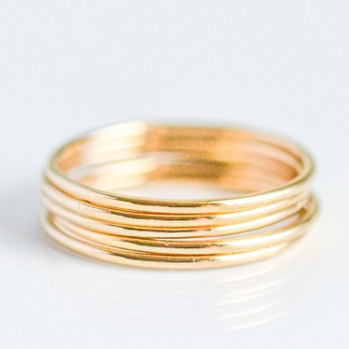 14k Gold Filled Stacking Ring Set for Women Minimalist | Etsy
