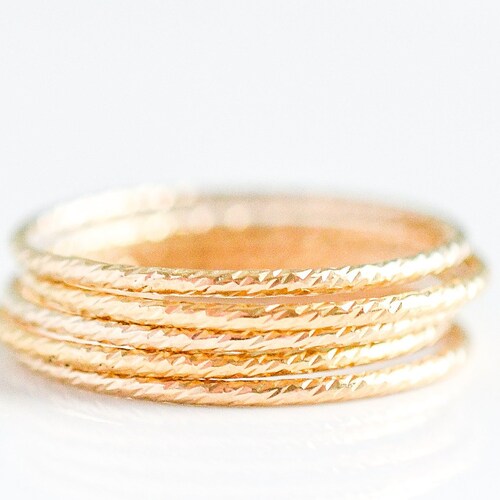 14k Gold Filled Stacking Ring Set for Women Minimalist | Etsy