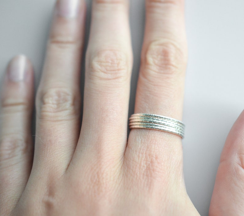 Sterling Silver Stacking Ring Set for Women Textured | Etsy
