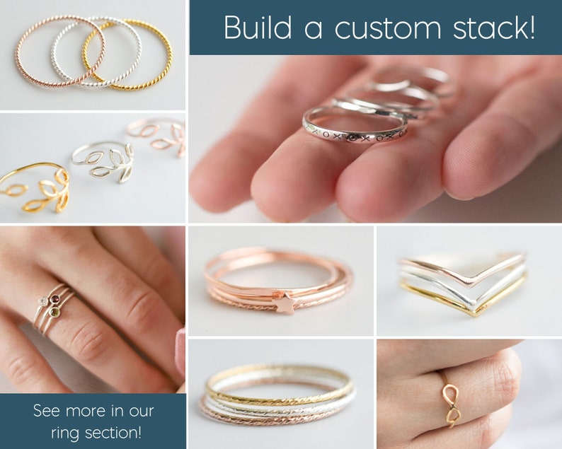 Sterling Silver Twisted Stacking Rings for Women - Ultra Thin Band ...