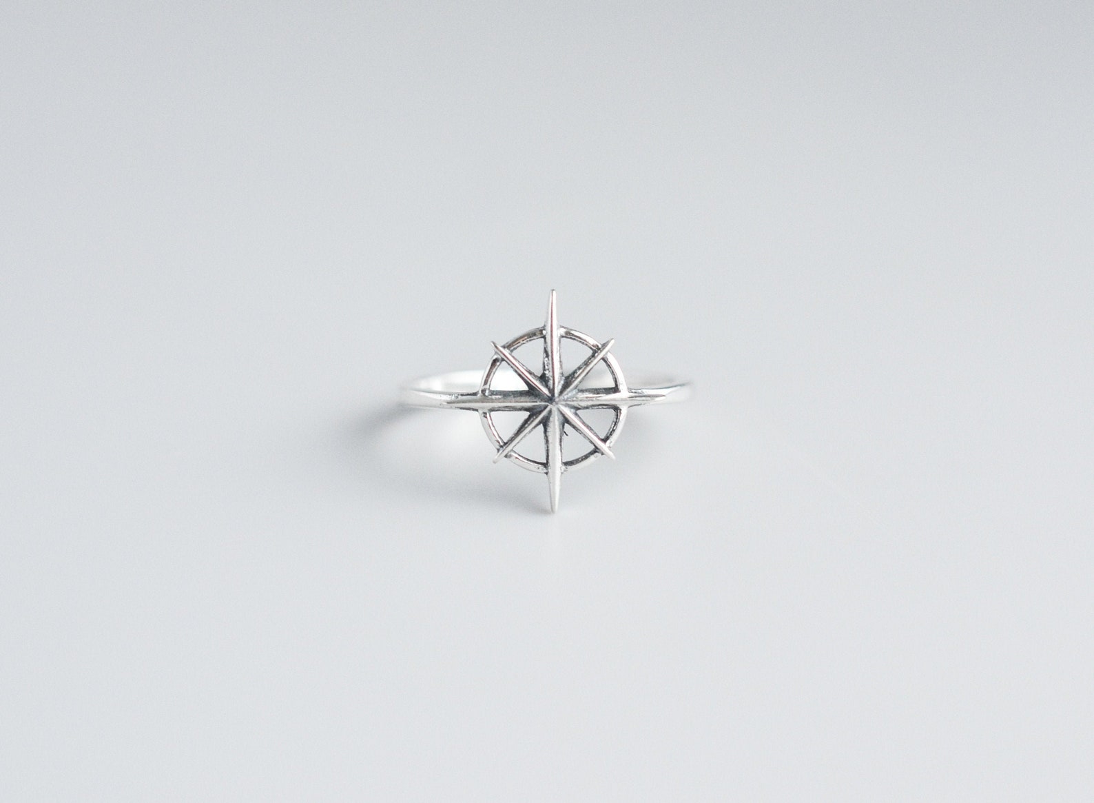 Sterling Silver Compass Ring for Women Minimalist Statement - Etsy