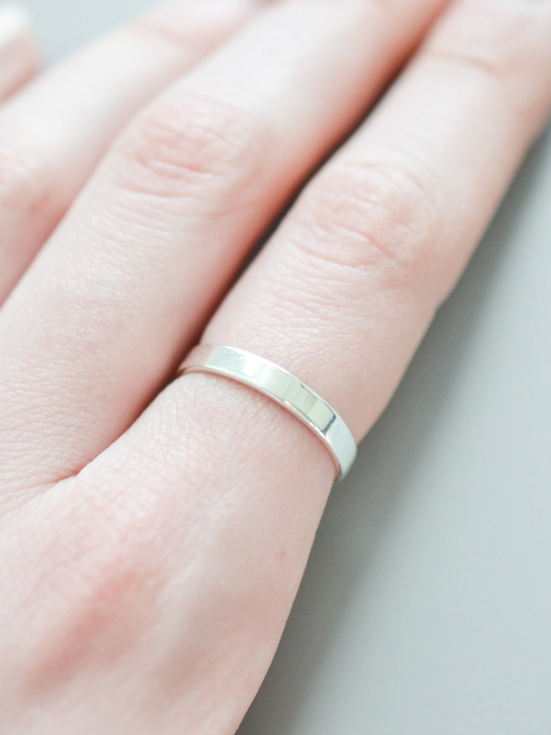 Solid Silver Band Ring for Women, Cigar Band Ring, Simple Ring, Wide ...