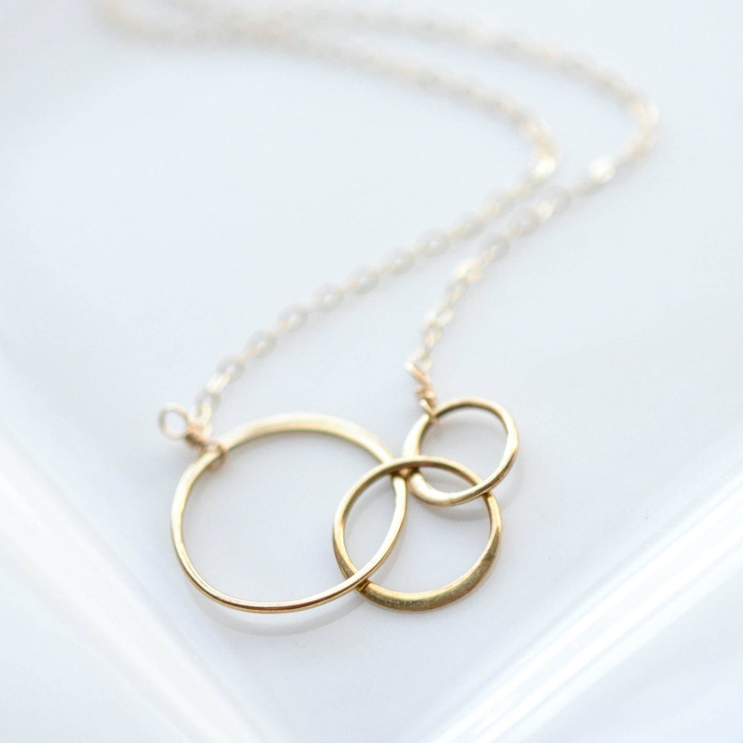 Gold Filled Circle Necklace for Women, Interlocking Rings Jewelry ...