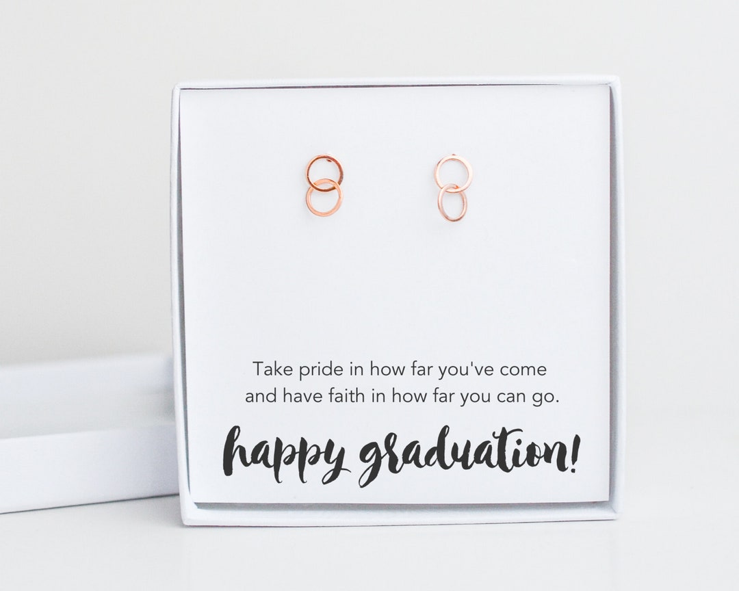 Graduation Gift for Her, Rose Gold Circle Stud Earrings, High School ...