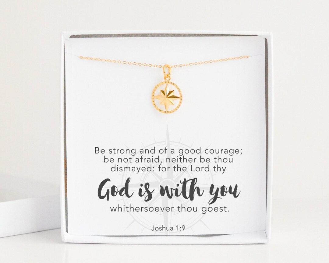 God is With You Compass Necklace, Bible Verse Joshua 1:9 Christian ...