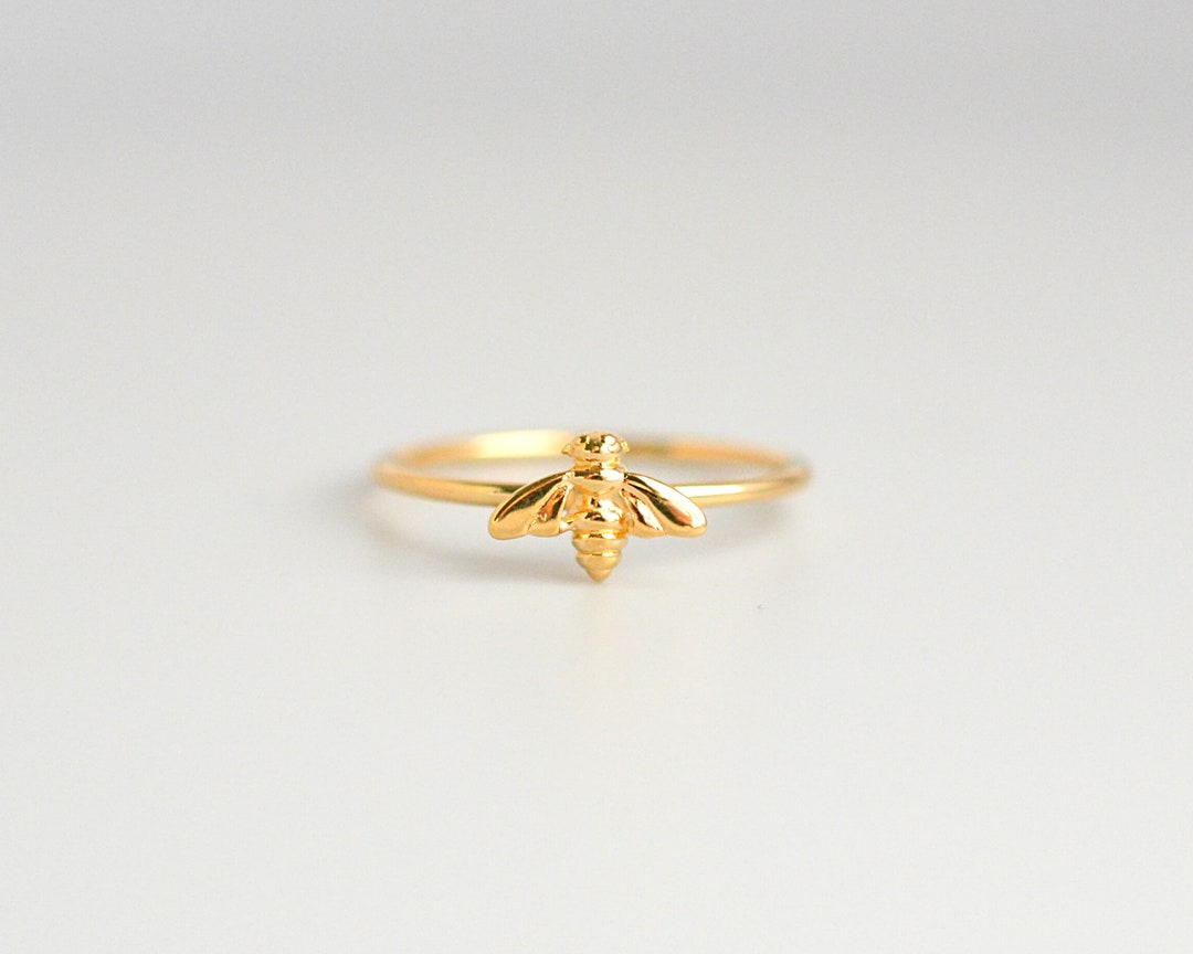 Minimalist Gold Bee Ring, Gold Ring for Women, Dainty Thumb Ring ...