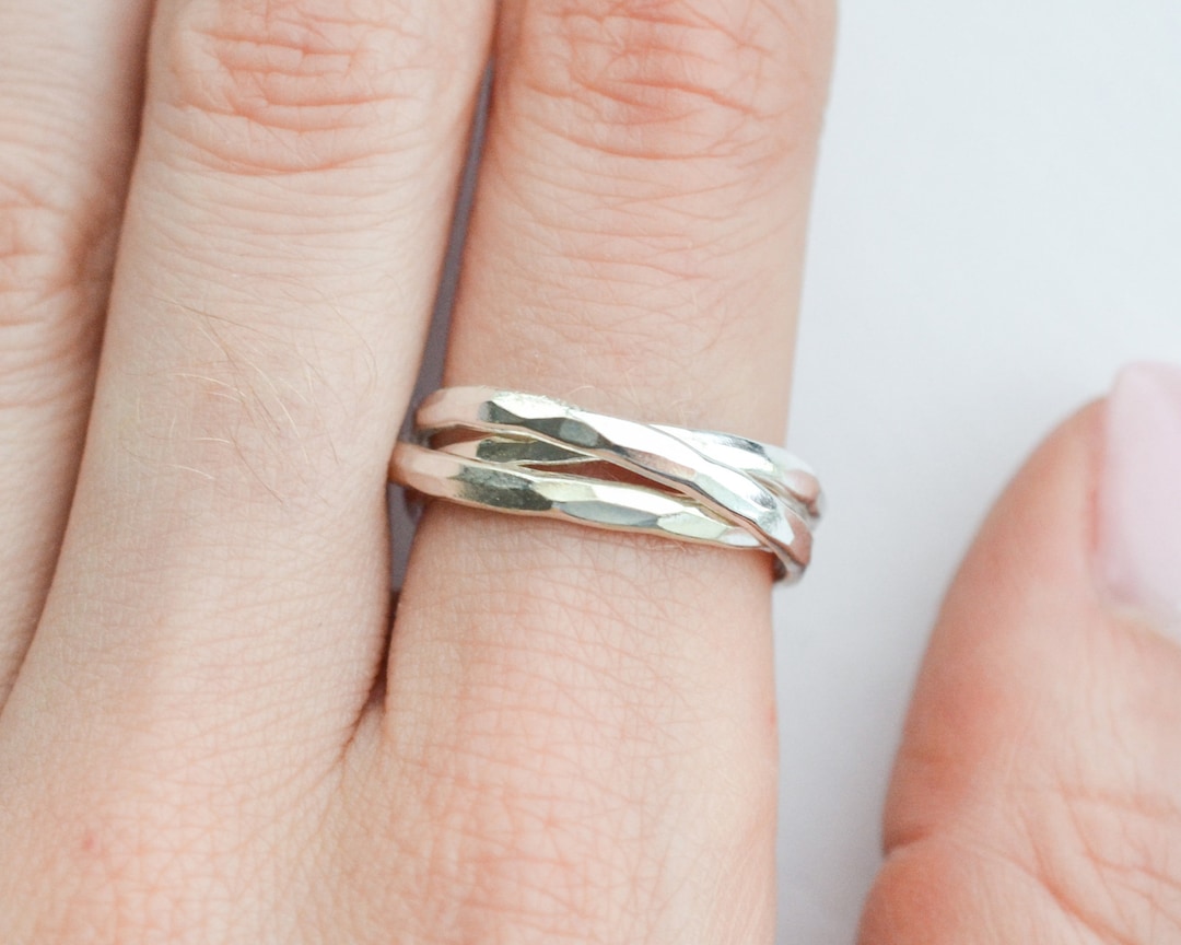 Sterling Silver Rolling Ring, Silver Anxiety Ring, Thick Hammered ...