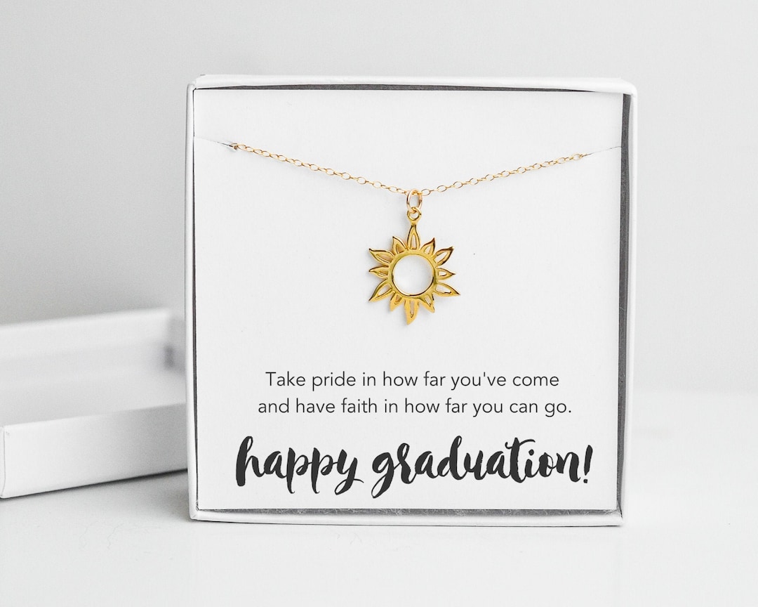 College Graduation Gift for Her, Gold Sun Necklace, Senior High School ...