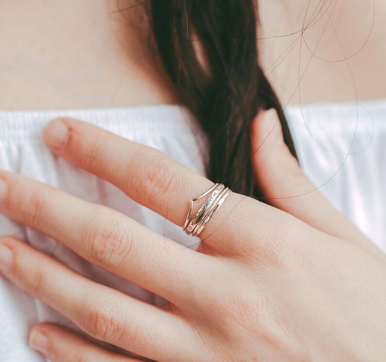 925 Solid Sterling Silver Stacking Rings for Women XO Thin | Etsy