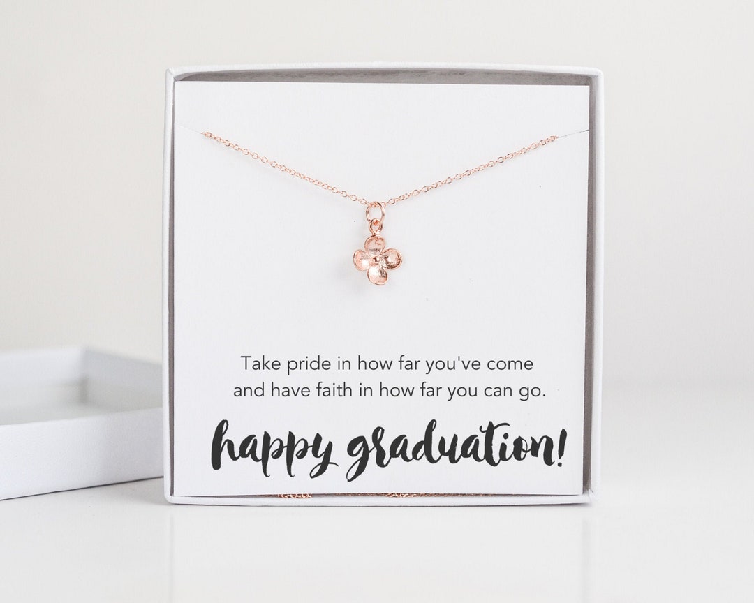 Graduation Gift for Her, Rose Gold Flower Necklace, College High School ...
