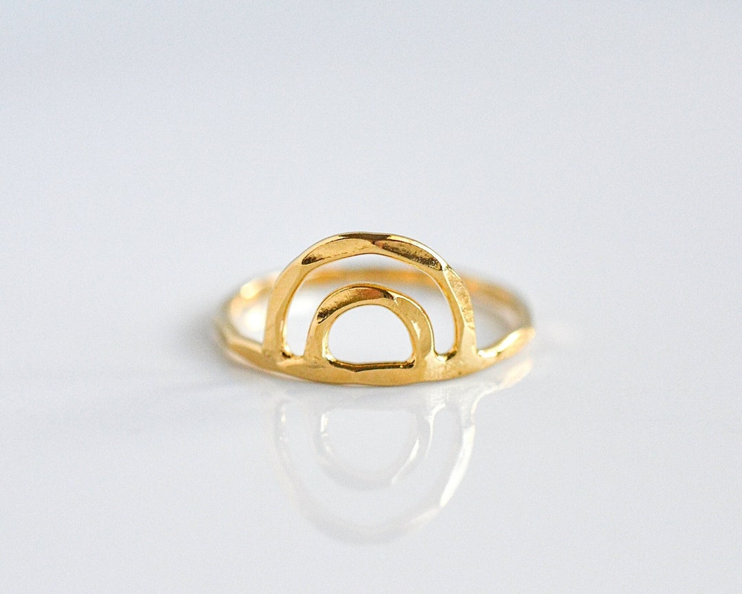 14k Gold Filled Rainbow Ring for Girls Double Arch Ring - Etsy