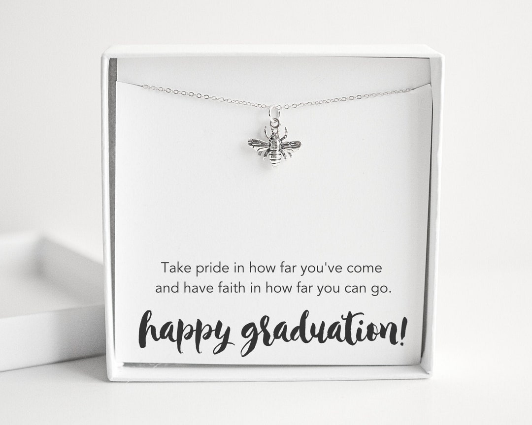 Graduation Gift for Her, Sterling Silver Bee Necklace, College High ...