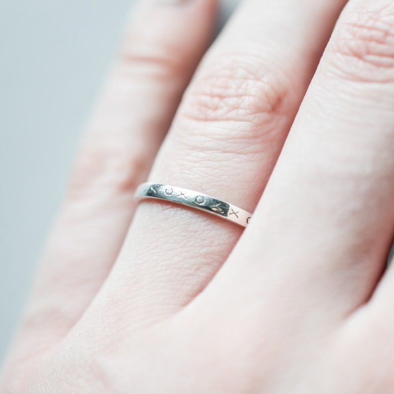 925 Solid Sterling Silver Stacking Rings for Women XO Thin | Etsy