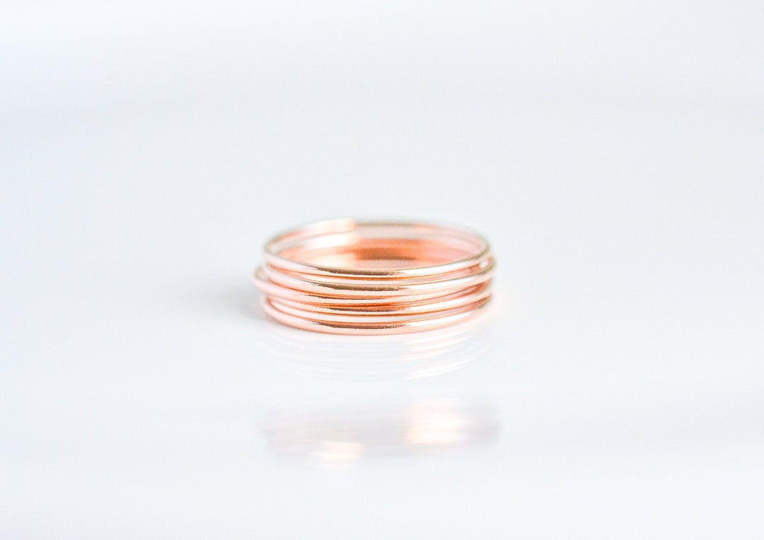 14k Rose Gold Filled Stacking Ring Set for Women - Minimalist Rose ...