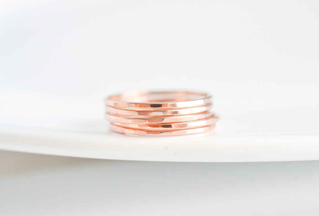 14k Rose Gold Filled Stacking Ring Set for Women - Minimalist Rose ...