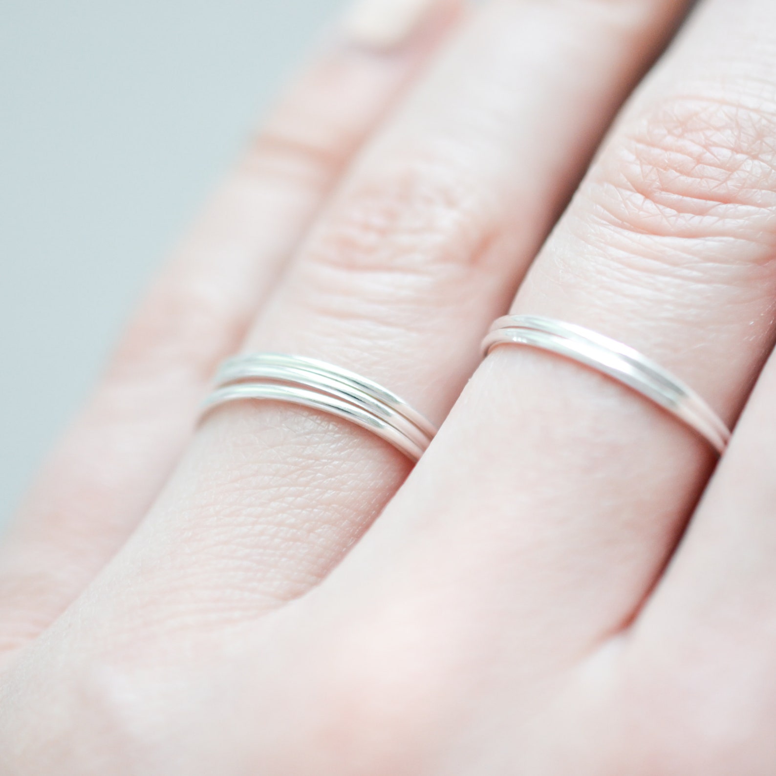 Sterling Silver Stacking Rings for Women Ultra Thin Band | Etsy