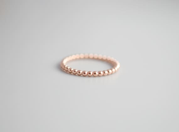 Rose Gold Beaded Ring Dainty Ring Minimalist Ring Simple | Etsy