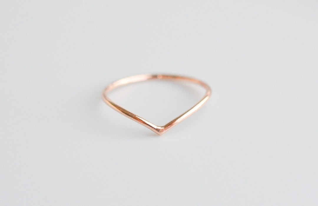 Rose Gold Chevron Stacking Rings for Women - 14k Goldfill Thin Band ...