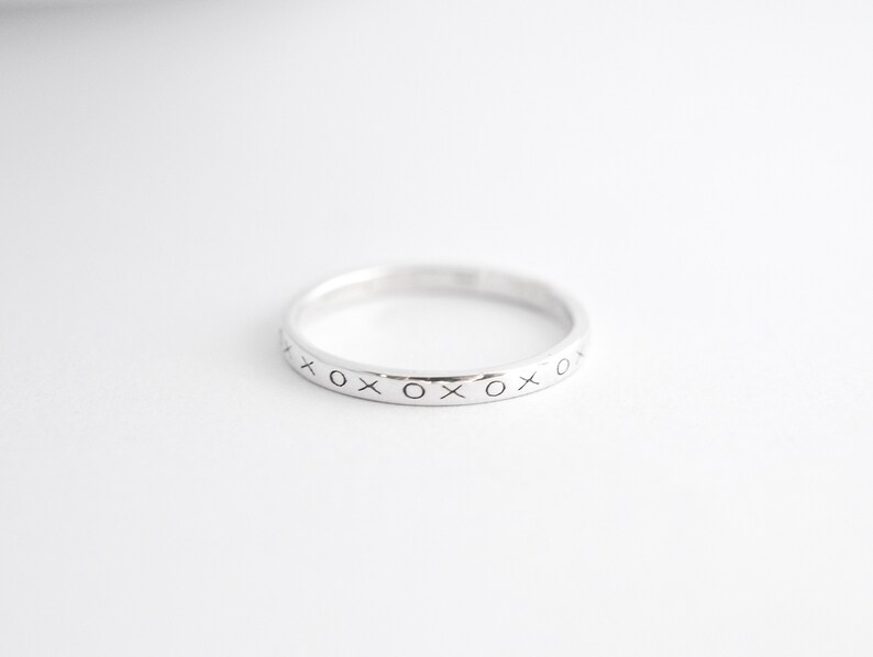 925 Solid Sterling Silver Stacking Rings for Women XO Thin | Etsy
