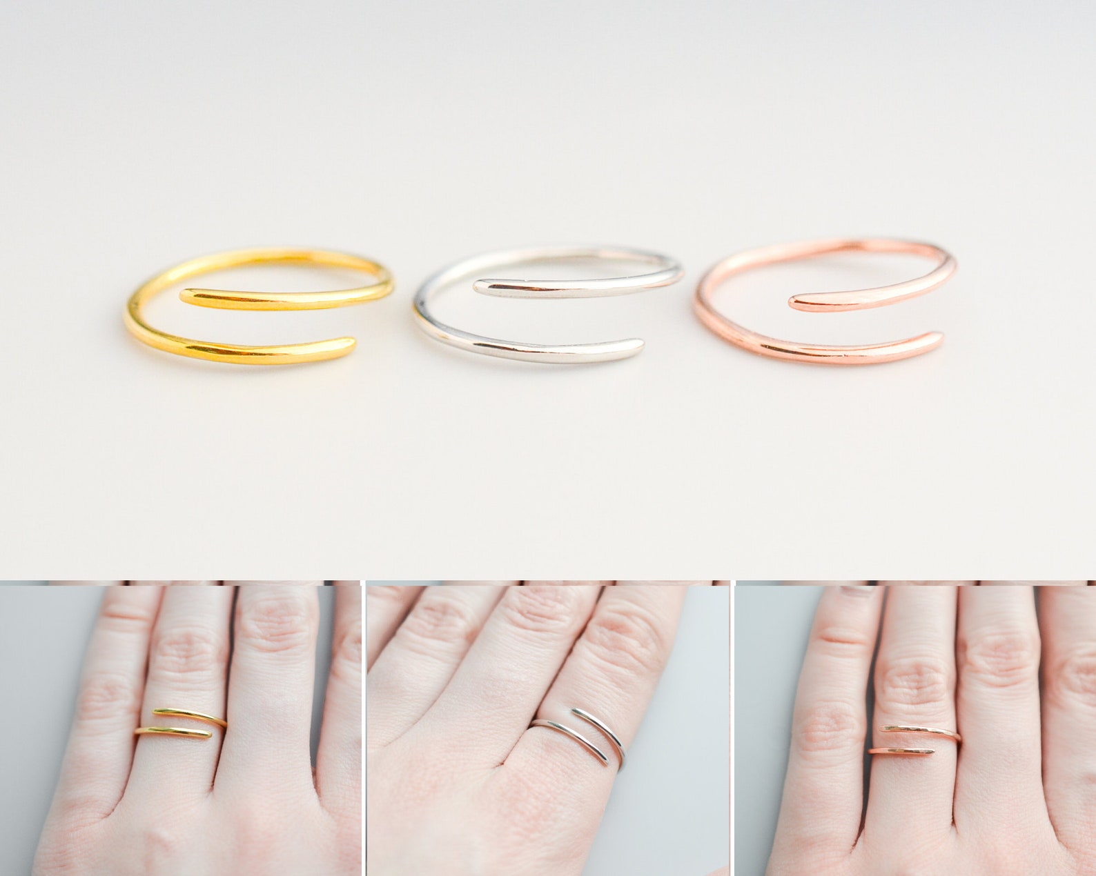 Rose Gold Adjustable Ring Dainty Ring Rose Gold Minimalist | Etsy