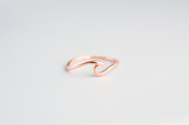 Rose Gold Filled Wave Ring for Women Ocean Inspired Thumb | Etsy
