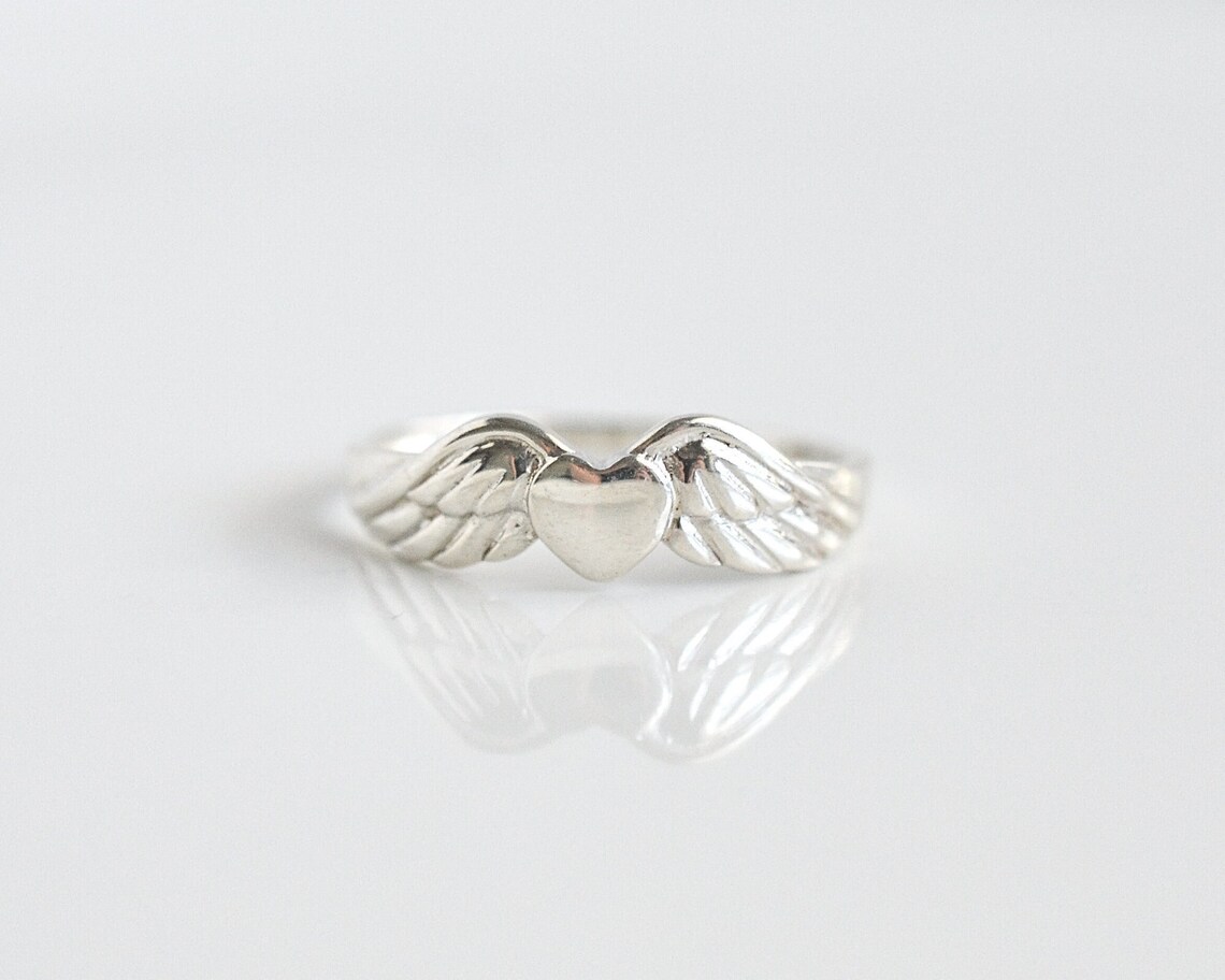 Sterling Silver Angel Wing Ring Guardian Angel Ring for | Etsy